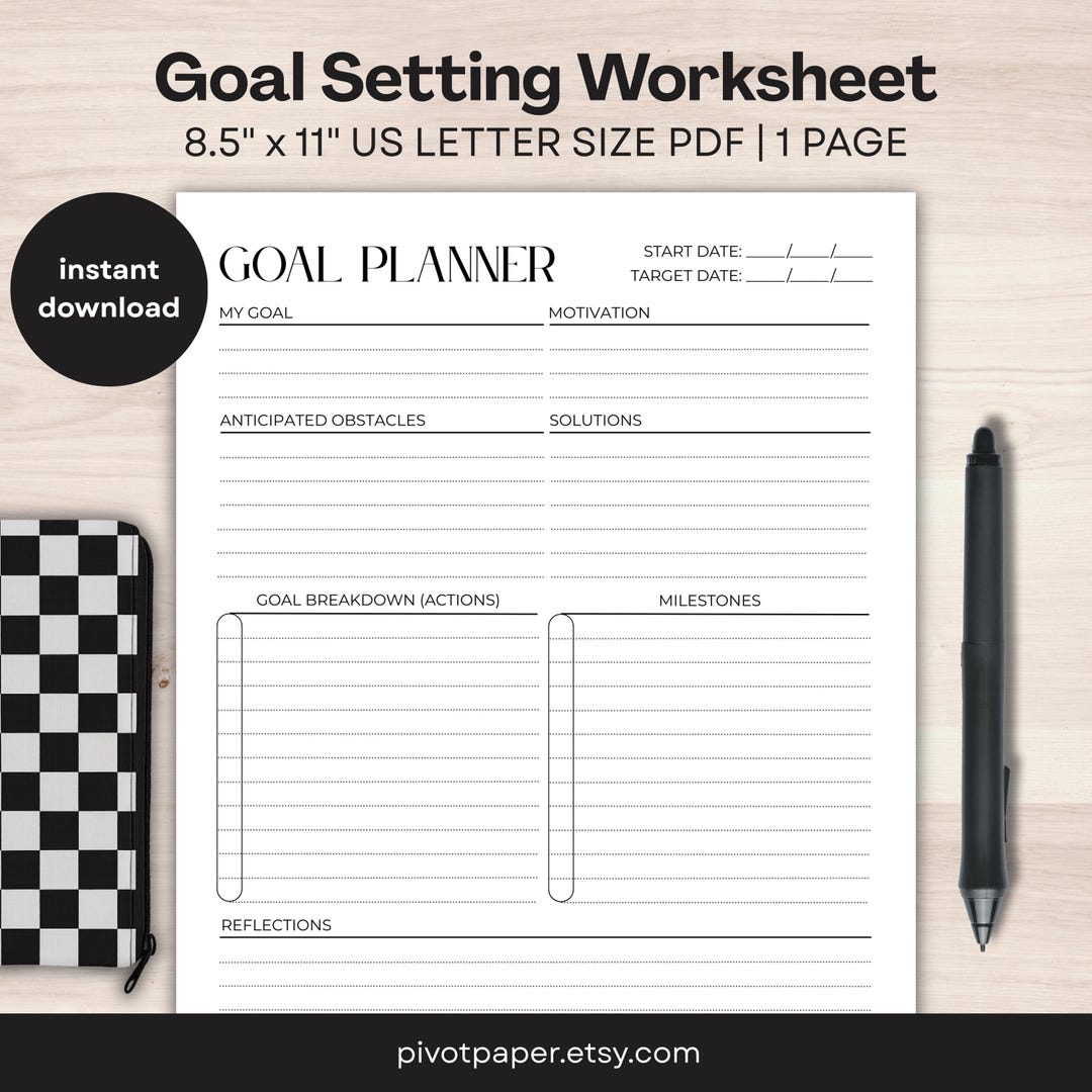 Effective Goal Setting Printable, US Letter PDF Page, Instant Download ...