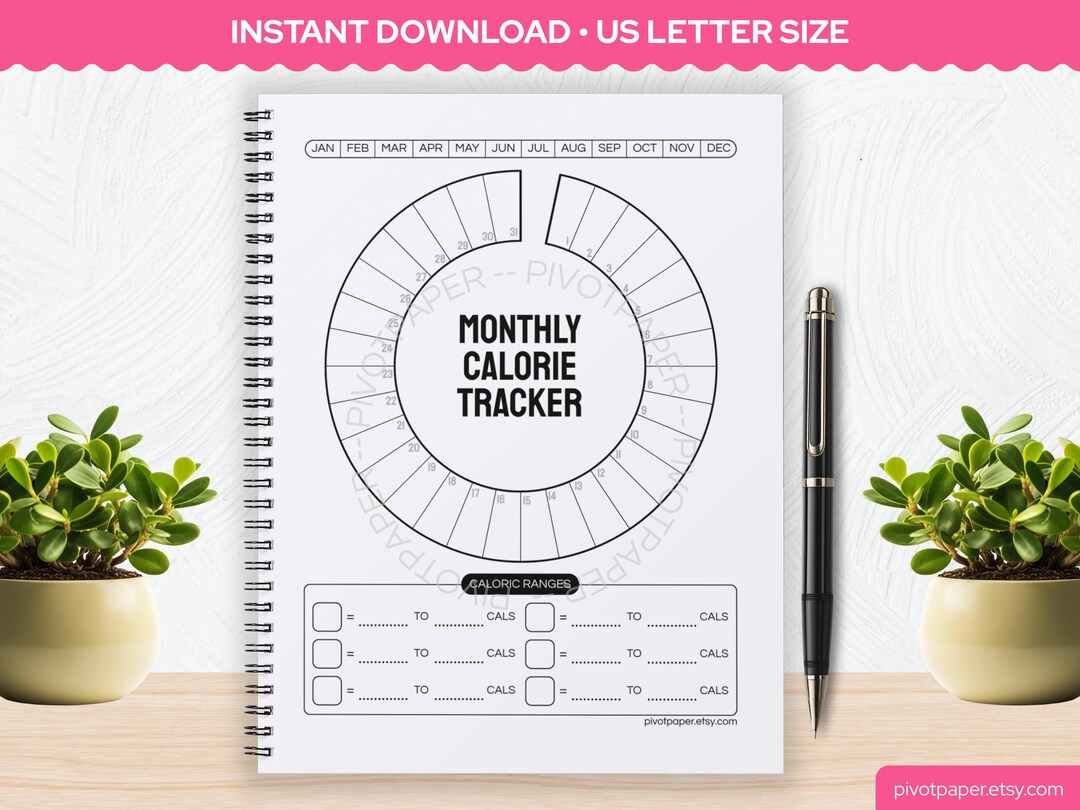 Printable Monthly Calorie Tracker Wheel: Food Diary, Diet Journal ...