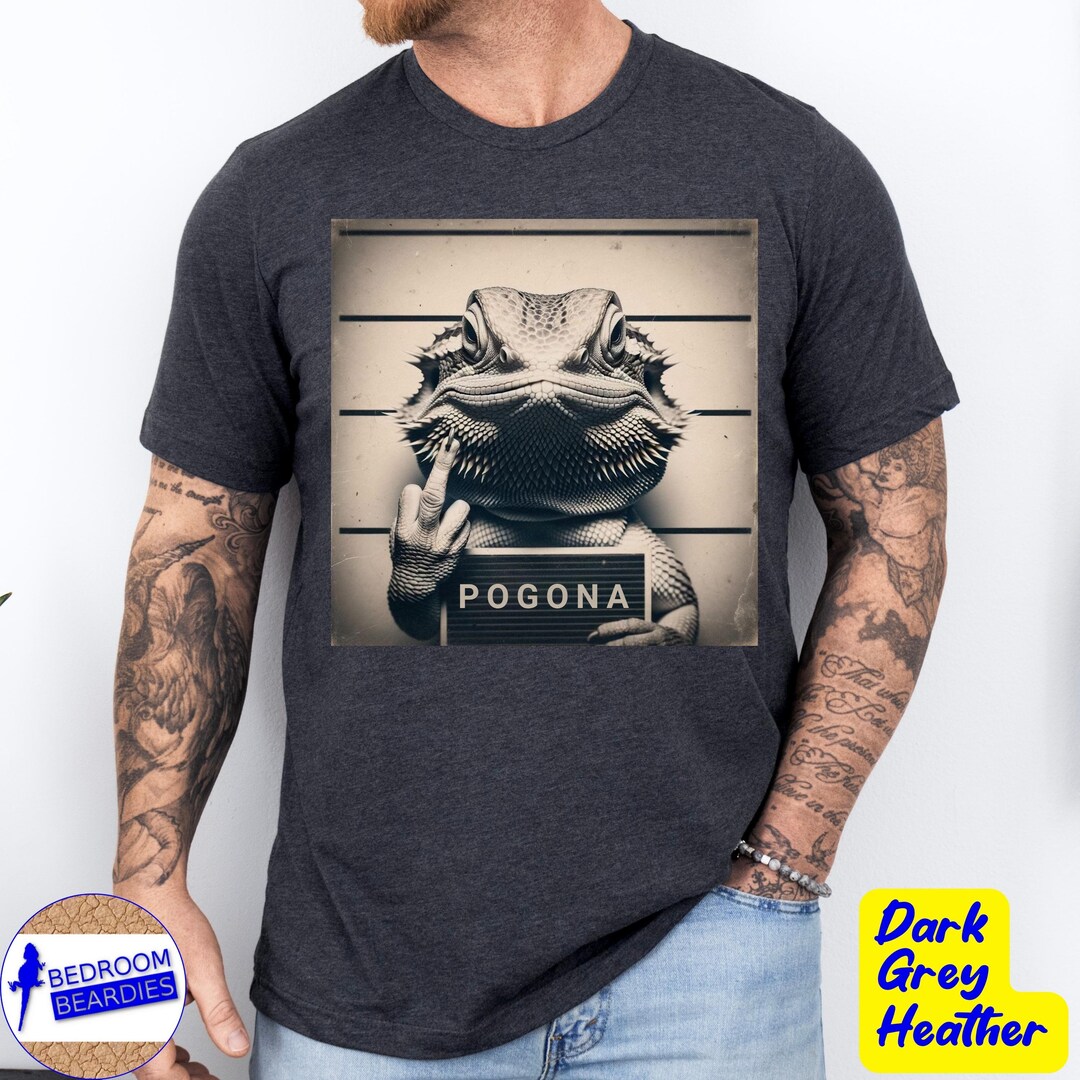 Bearded Dragon Mugshot Shirt, Vintage Style Lizard Mugshot Graphic Tee ...