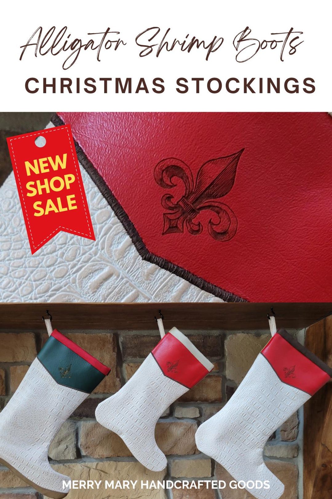 White Alligator Louisiana Shrimp Boot Christmas Stockings - Etsy