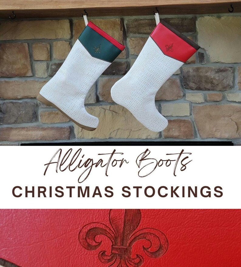 White Alligator Louisiana Shrimp Boot Christmas Stockings - Etsy