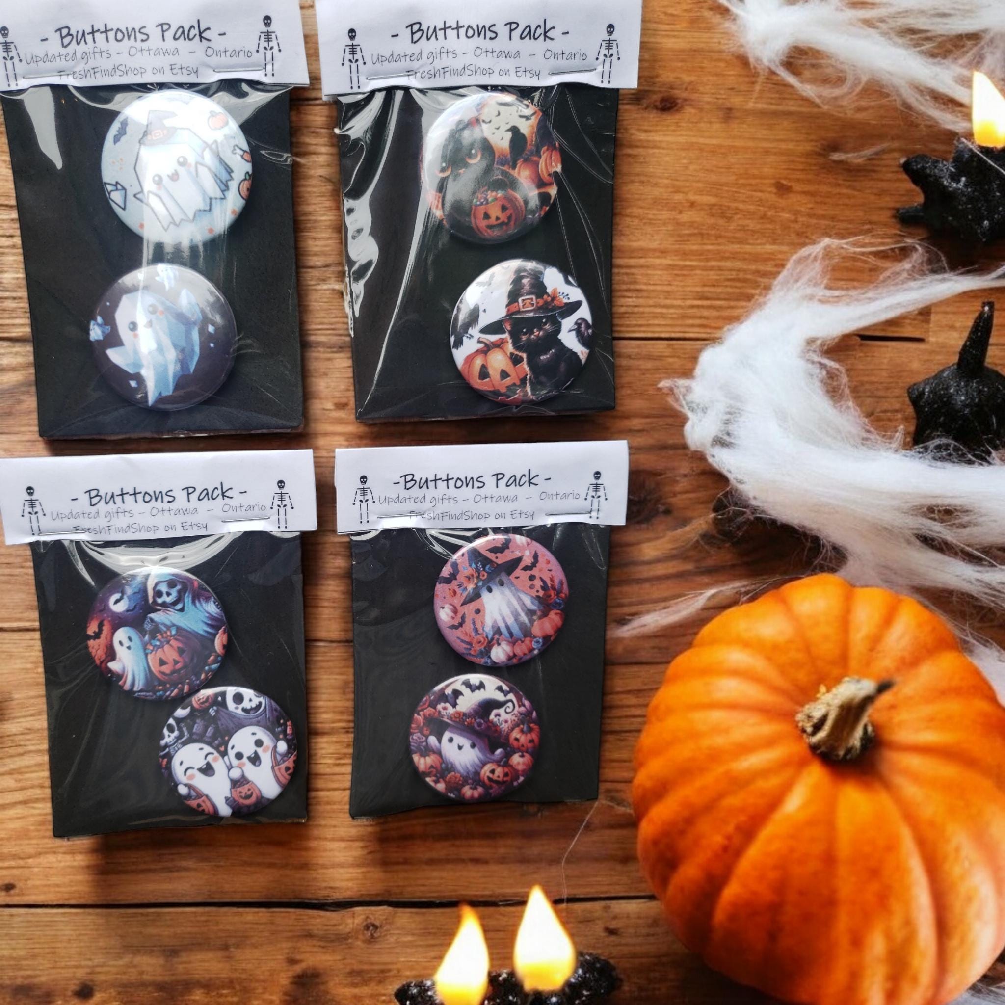 Halloween Buttons, Cute Spooky Buttons Pins, Pinback Buttons Black Cat ...