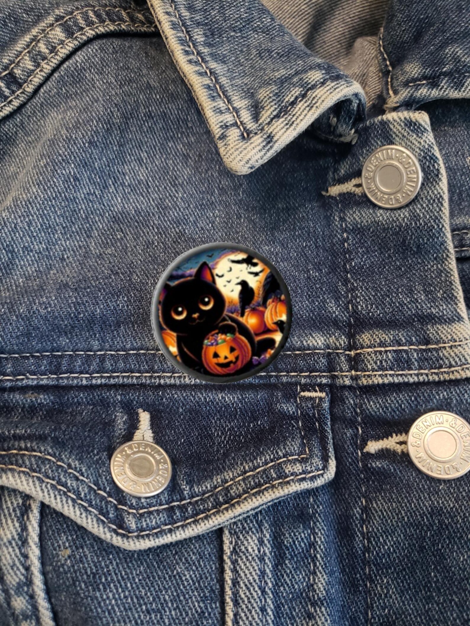 Halloween Buttons, Cute Spooky Buttons Pins, Pinback Buttons Black Cat ...