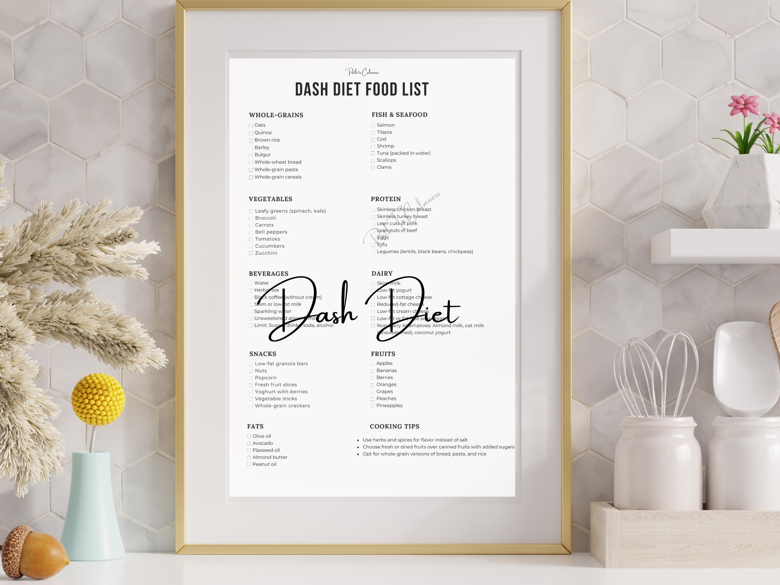 Dash Diet Food List | Dash Diet Cheat Sheet | Food Guide | Nutrition ...