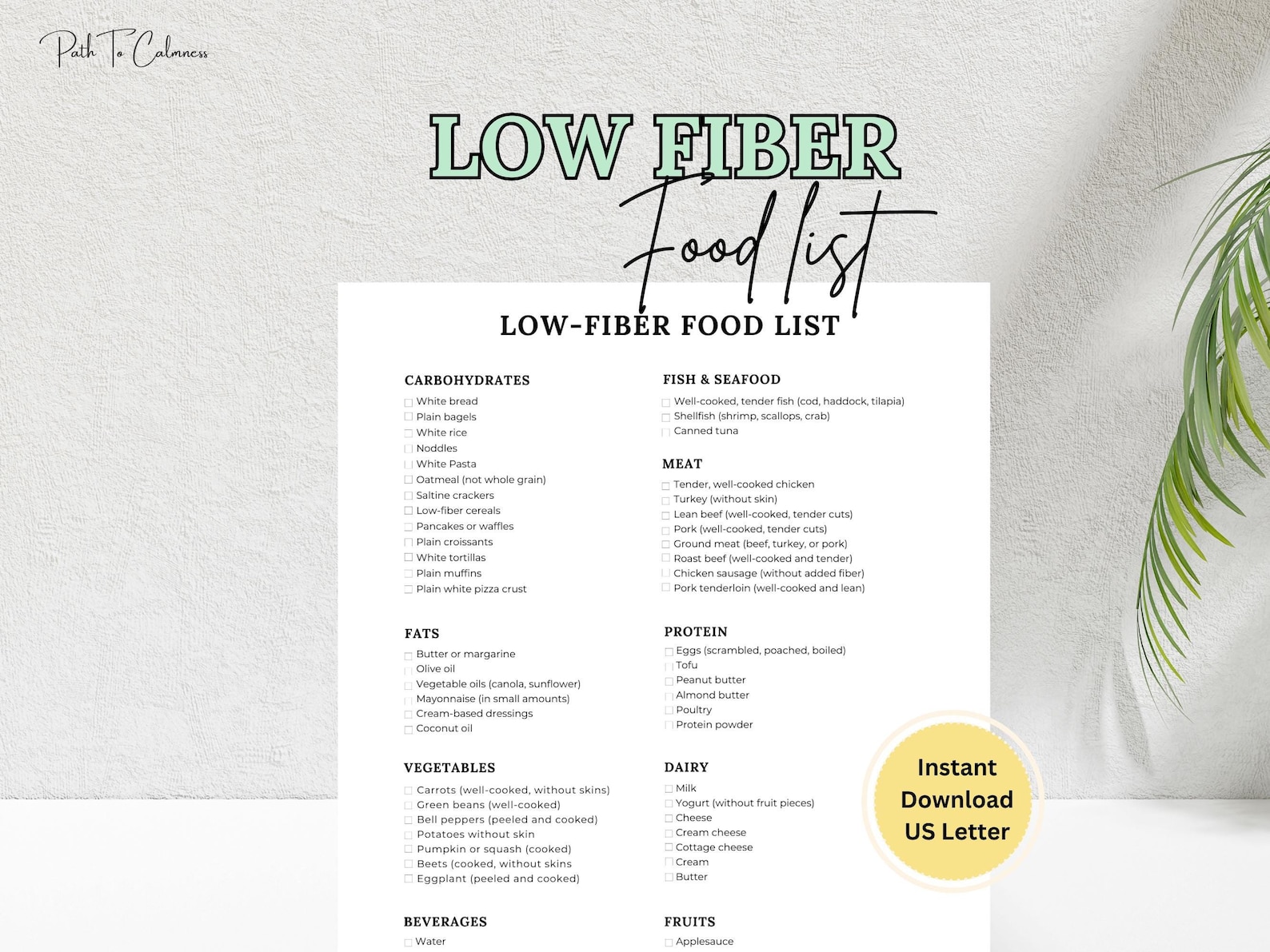 Low Fiber Food List | Low Fiber Cheat Sheet | Food Guide | Nutrition ...