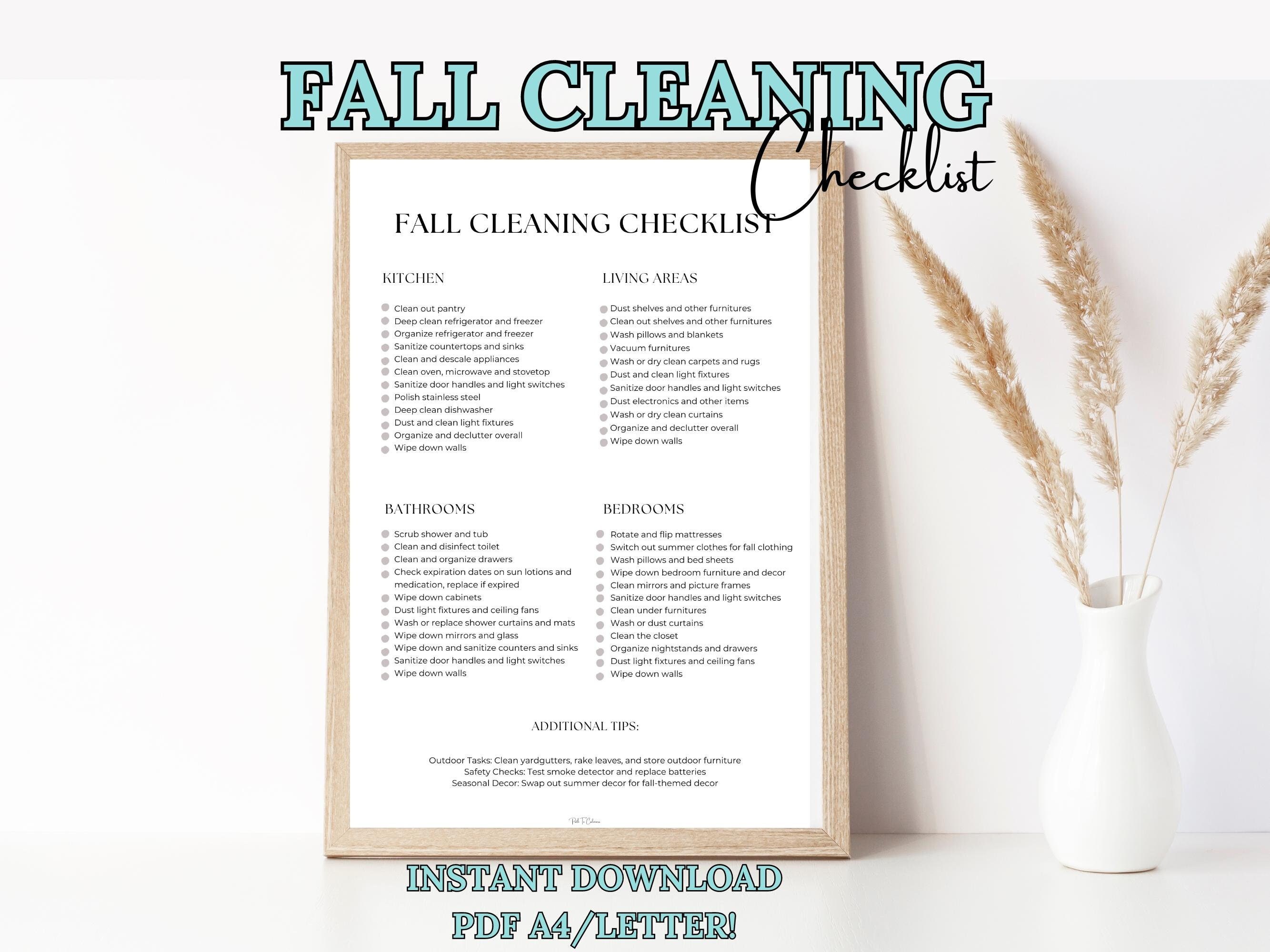 Fall Cleaning Checklist Printable Autumn Chore Schedule Home ...