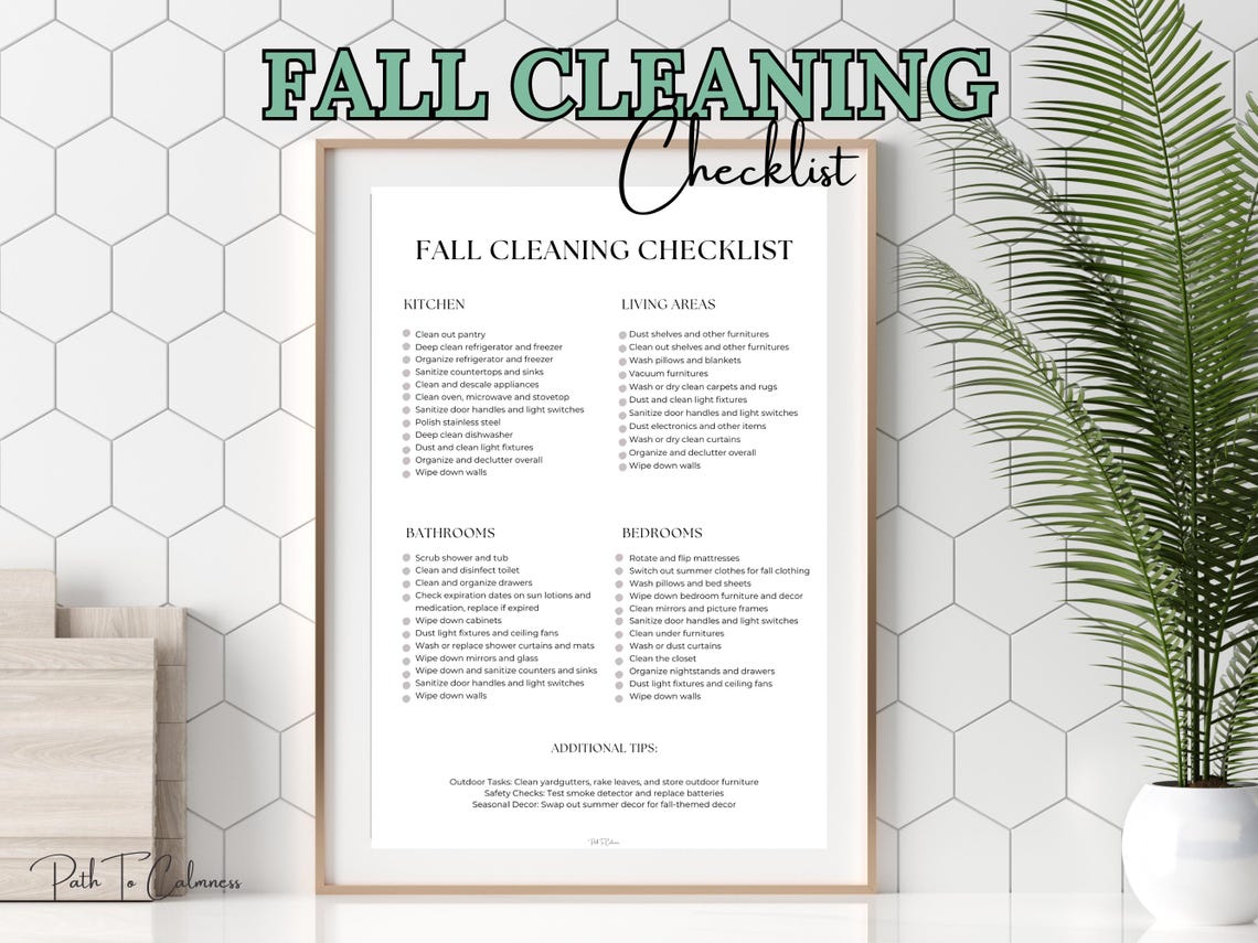 Fall Cleaning Checklist Printable Autumn Chore Schedule Home ...