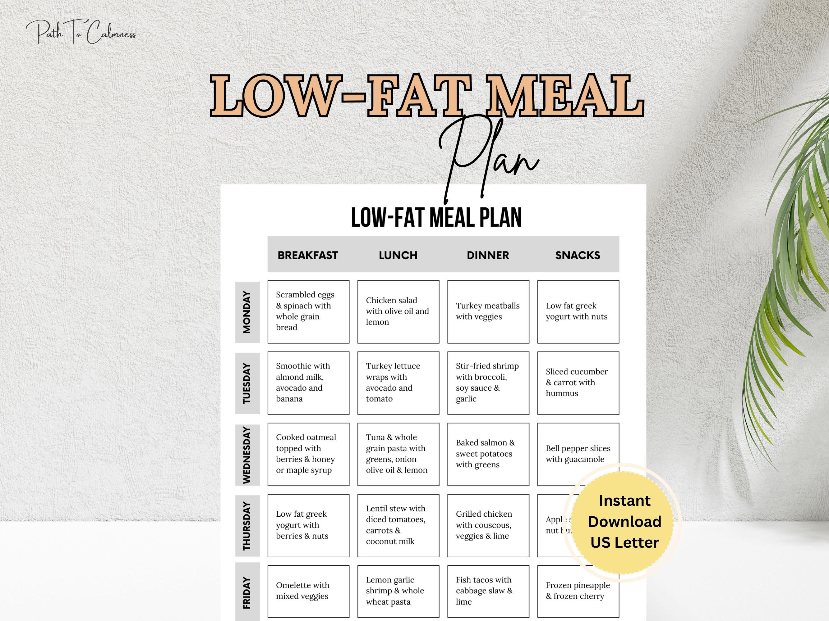 Low-fat Meal Plan | Low Fat Diet | Food Guide | Nutrition List ...