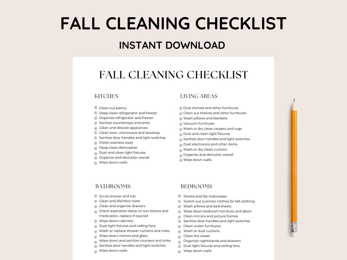Fall Cleaning Checklist Printable Autumn Chore Schedule Home ...
