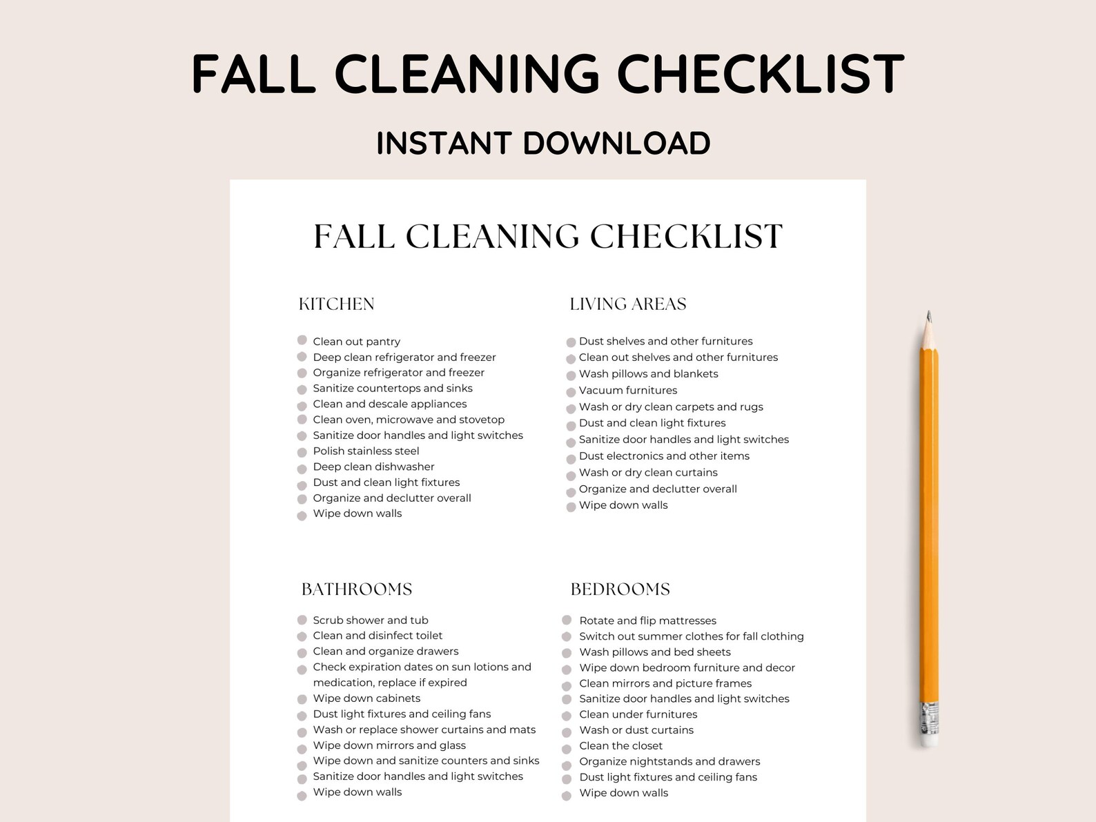 Fall Cleaning Checklist Printable Autumn Chore Schedule Home ...