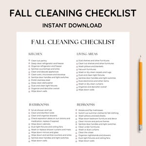 Fall Cleaning Checklist Printable Autumn Chore Schedule Home Organization Planner Instant ...