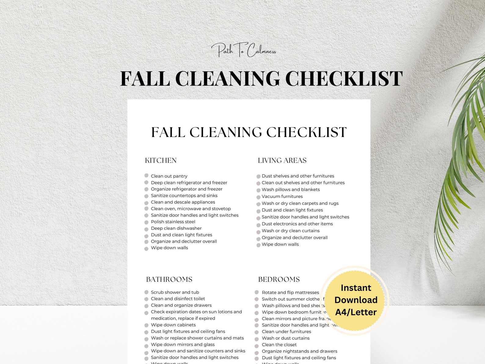 Fall Cleaning Checklist Printable Autumn Chore Schedule Home ...