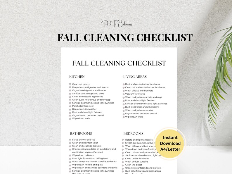 Fall Cleaning Checklist Printable Autumn Chore Schedule Home ...