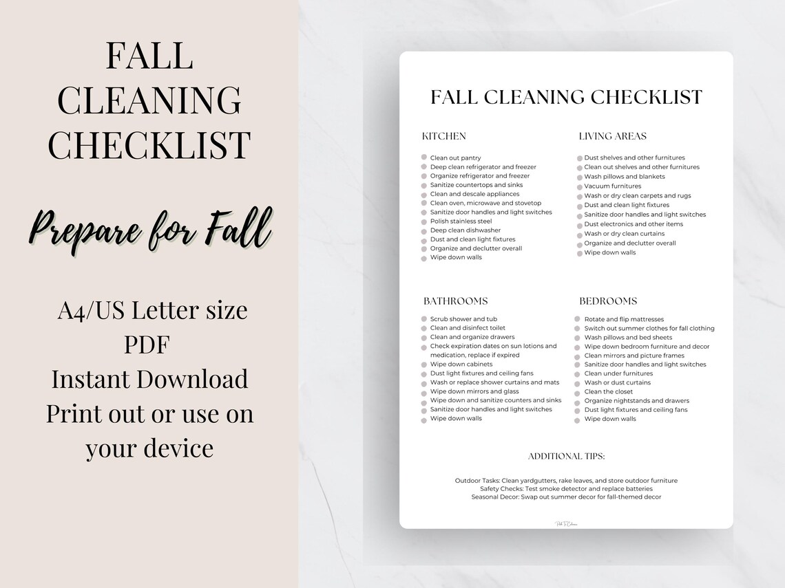 Fall Cleaning Checklist Printable Autumn Chore Schedule Home ...