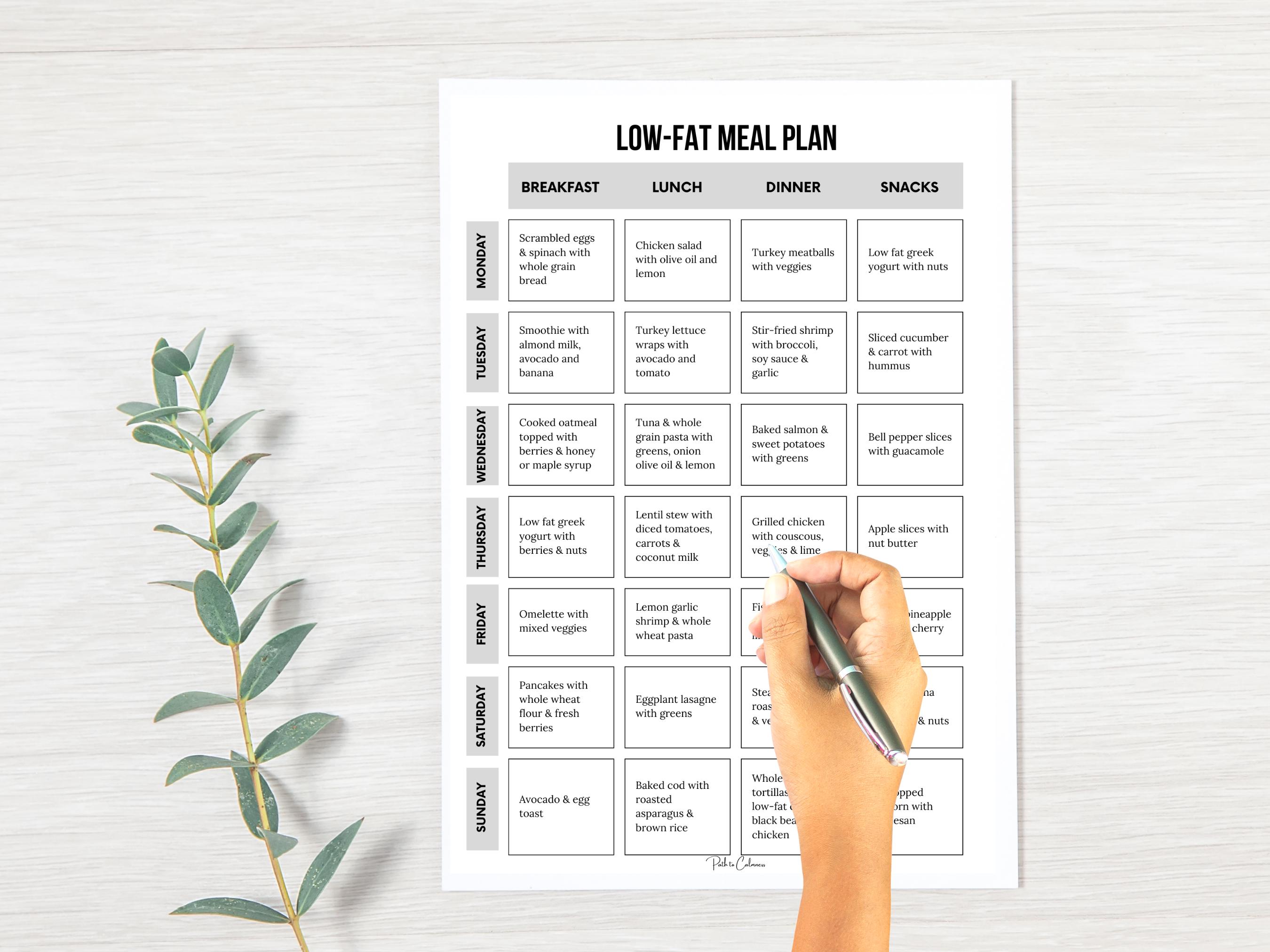 Low-fat Meal Plan | Low Fat Diet | Food Guide | Nutrition List ...