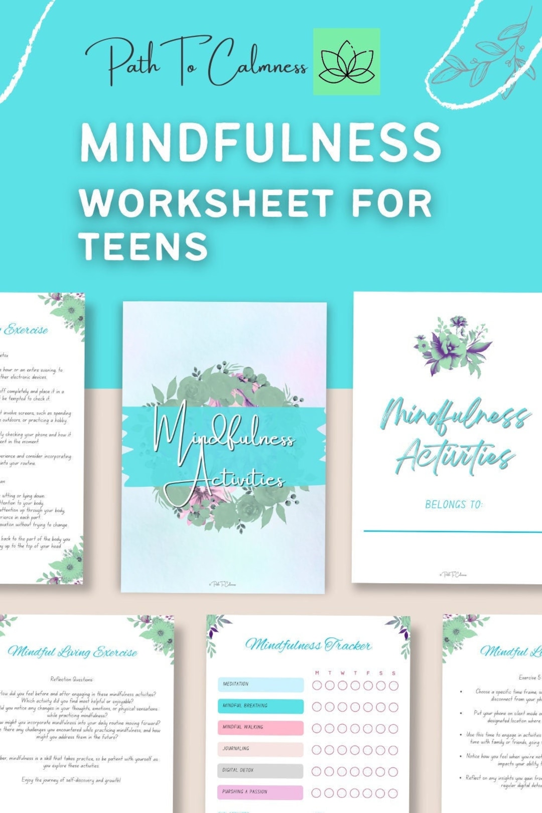 Mindfulness Worksheet for Teens Printable Mindfulness Workbook Journal ...