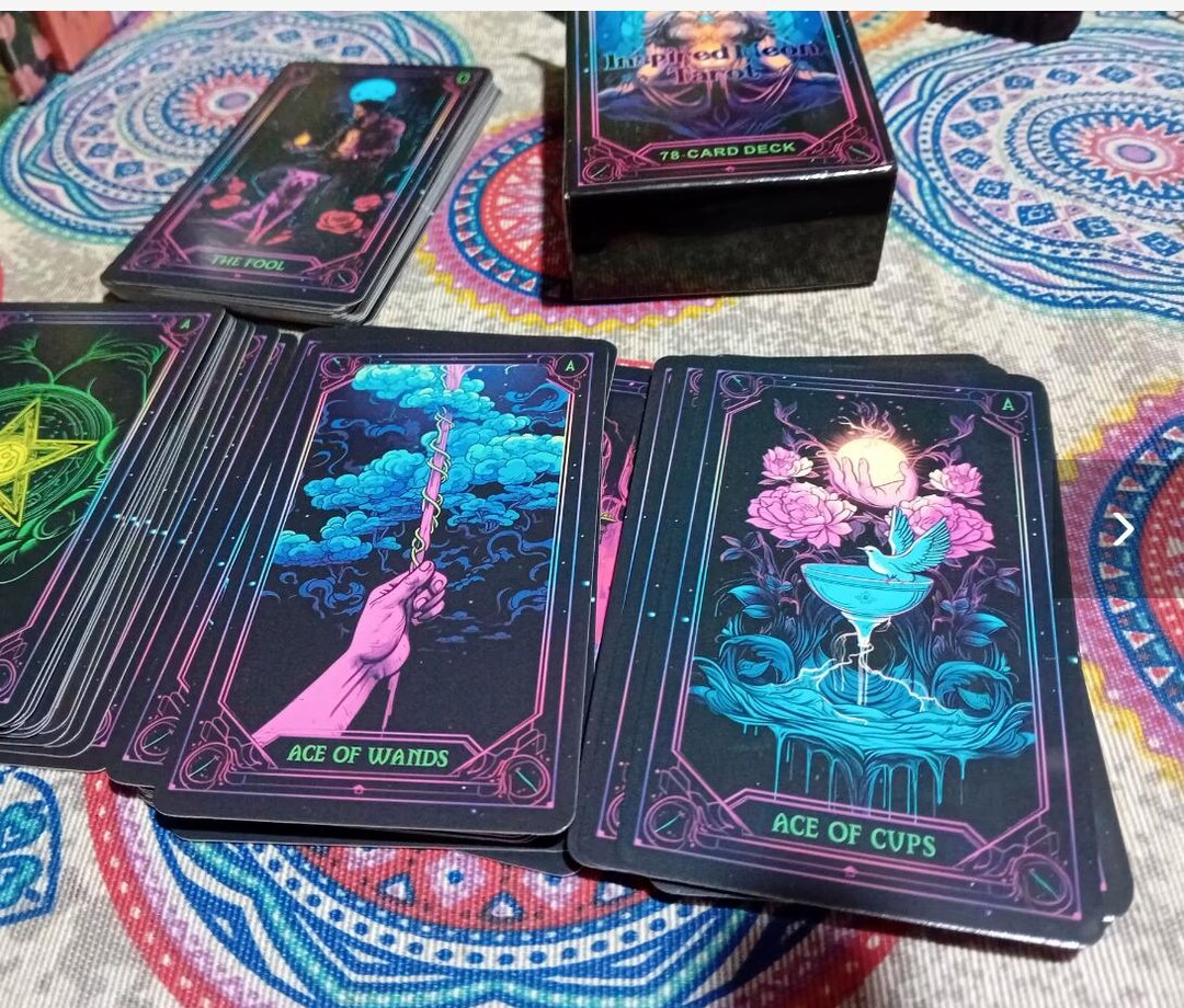 Neon Tarot Cards - 78 Cards - Etsy UK