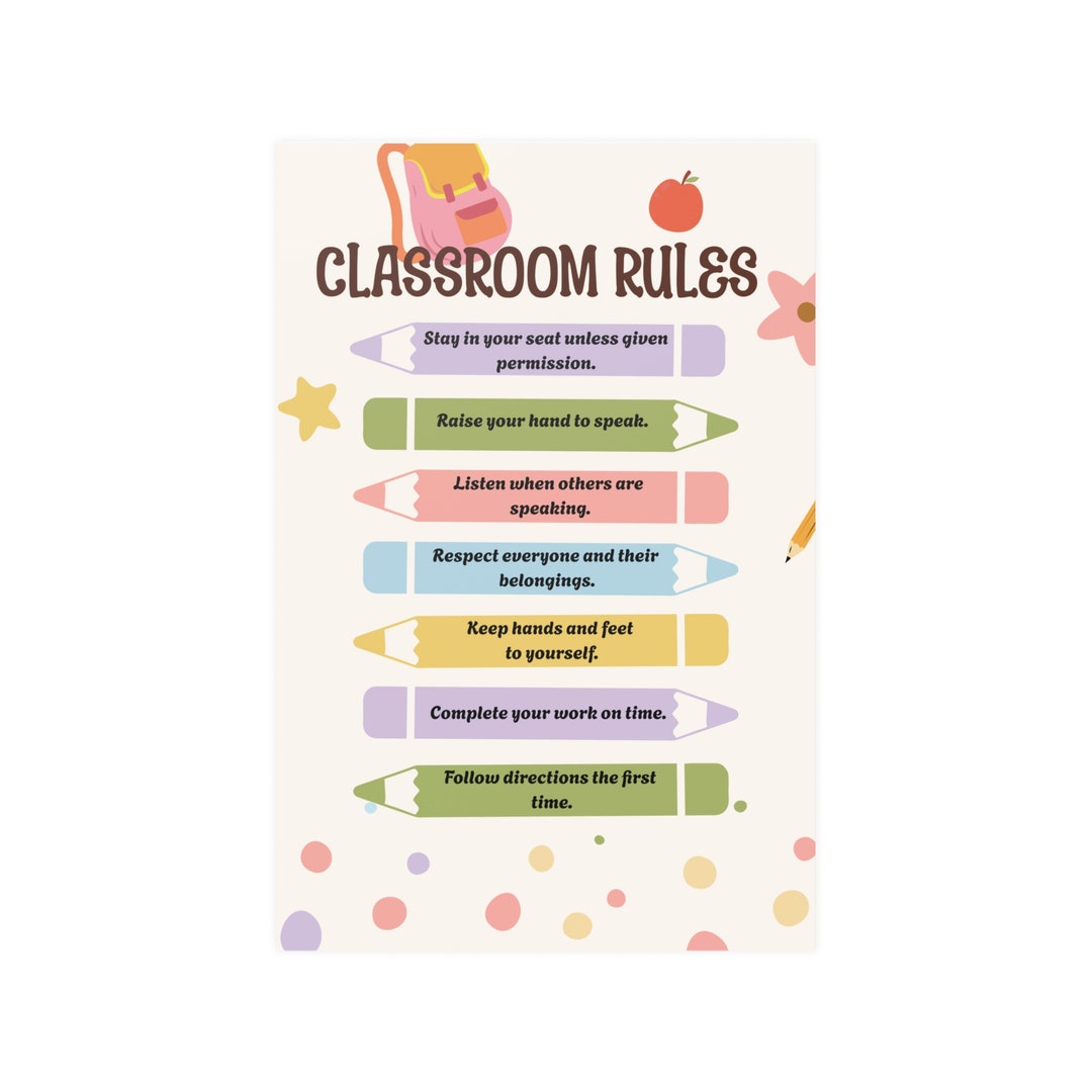 Classroom Rules Pastel Satin Posters 210gsm - Etsy