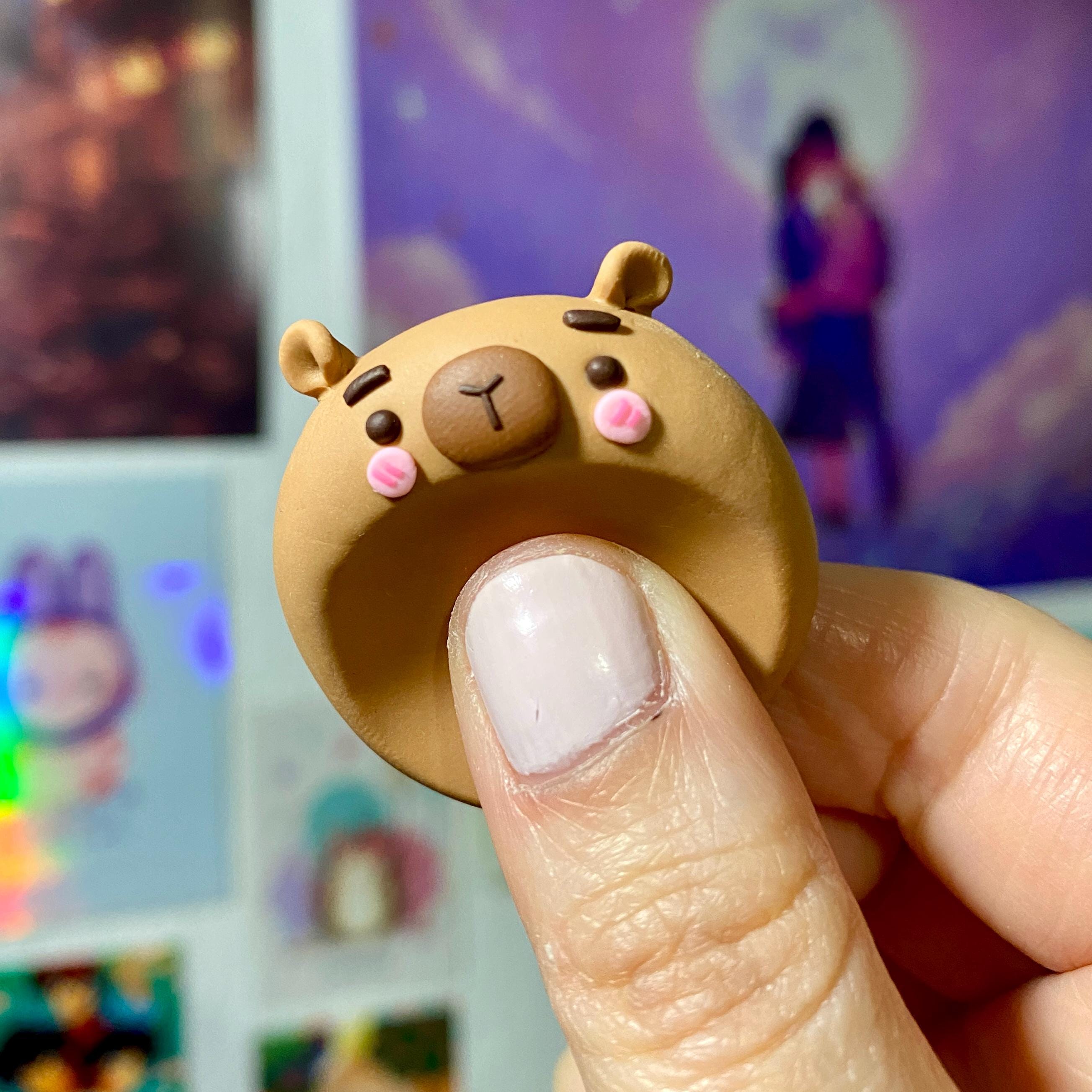 Kawaii Capybara Worry Stone, Handmade Worry Companion, Thumb Stone ...