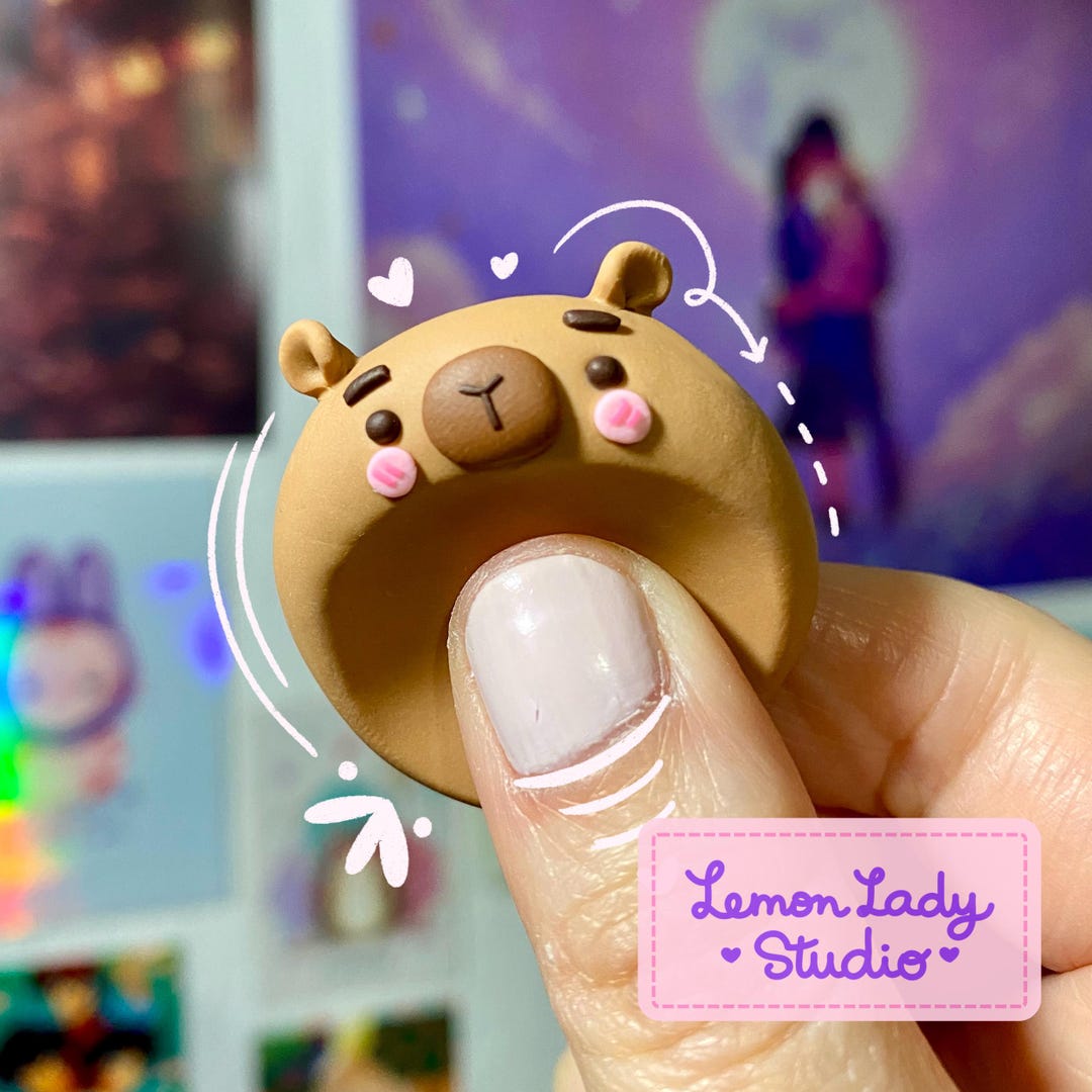 Kawaii Capybara Worry Stone: Handmade Polymer Clay Pocket Companion - Etsy