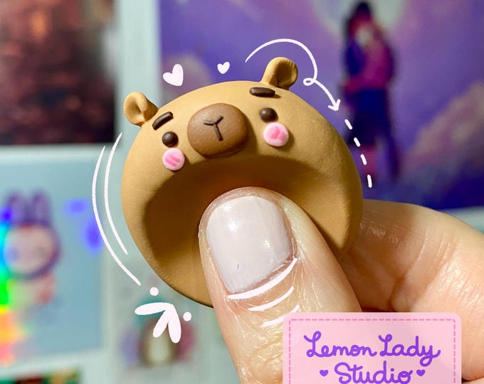 Kawaii Capybara Worry Stone: Handmade Polymer Clay Pocket Companion - Etsy
