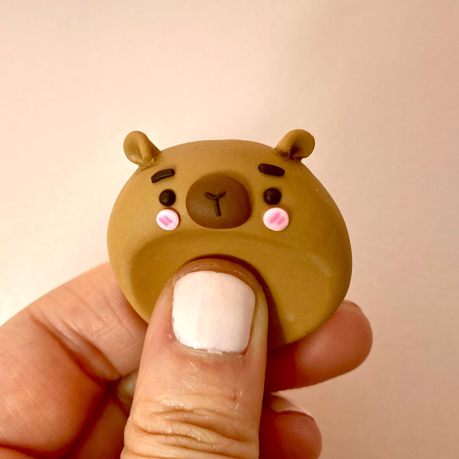 Kawaii Capybara Worry Stone, Handmade Worry Companion, Thumb Stone ...