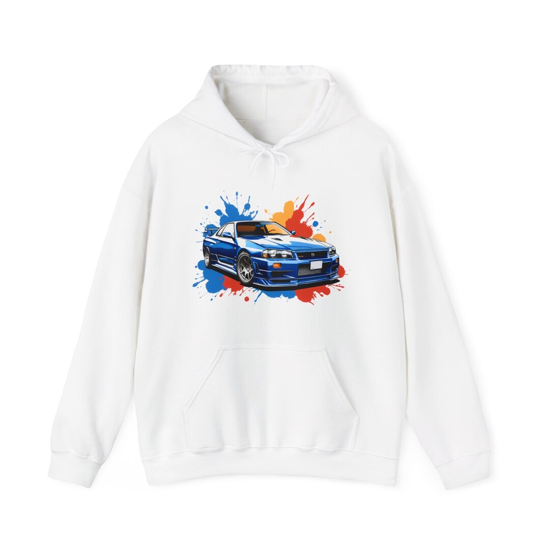 JDM Nissan Skyline GTR R34 Colorful Hooded Sweatshirt Cozy and Stylish ...