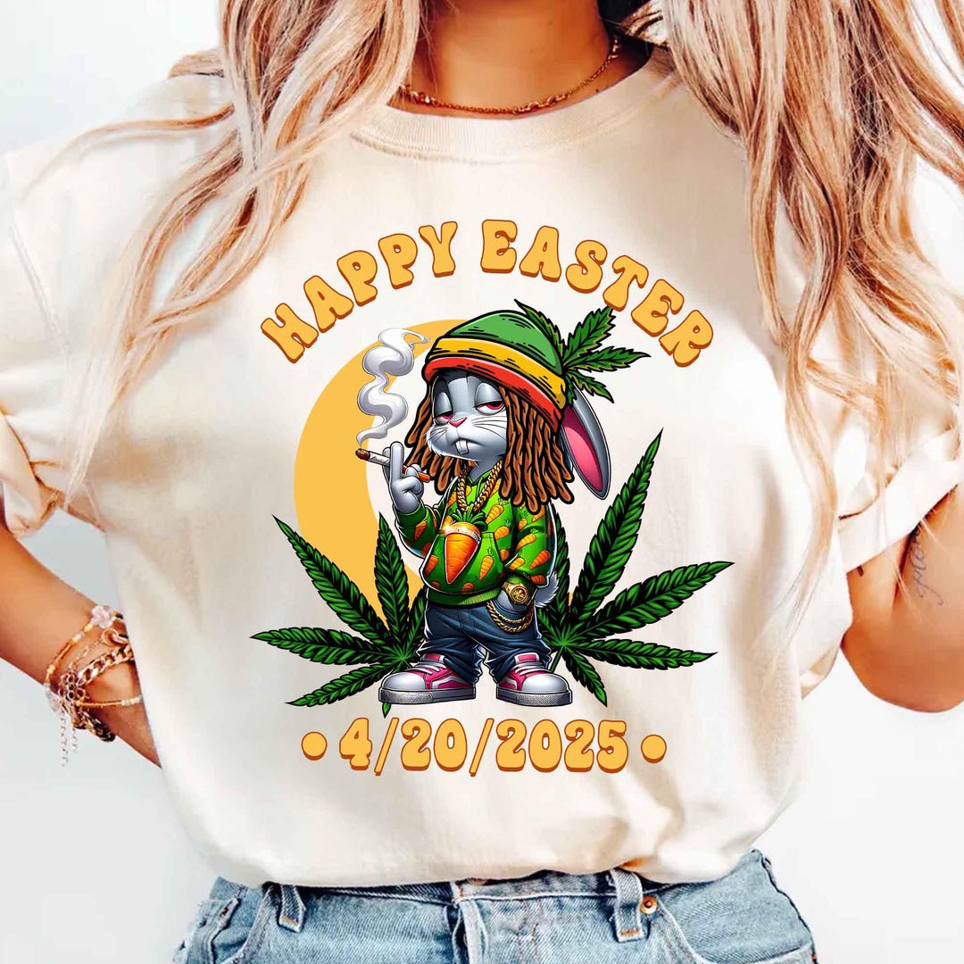 Stoned Easter Bunny With Joint 4/20 Marijuana Easter 420 T-shirt, Funny ...