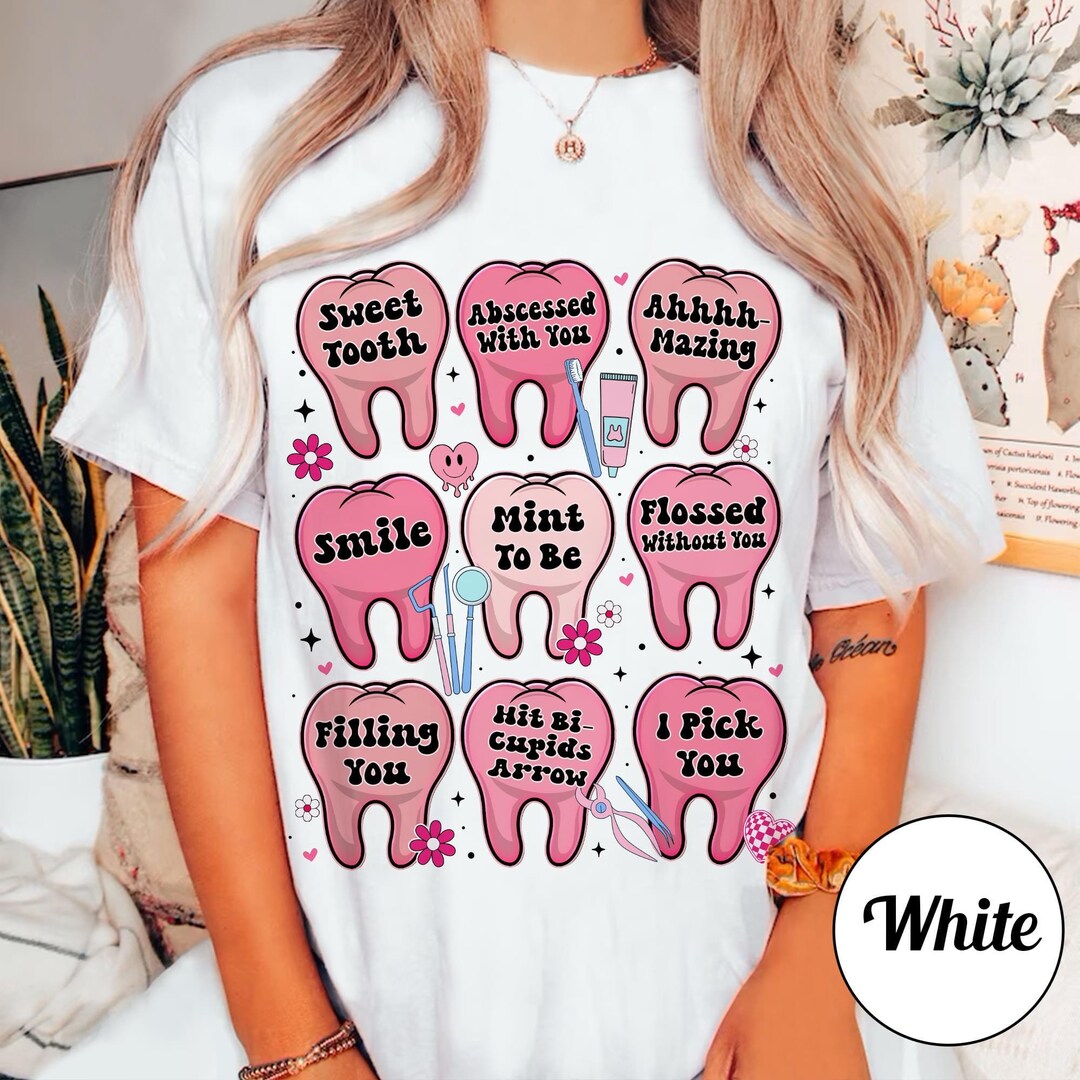 Valentine's Day Dental Tooth Shirt, Candy Hearts Tooth Shirt, Dentist ...