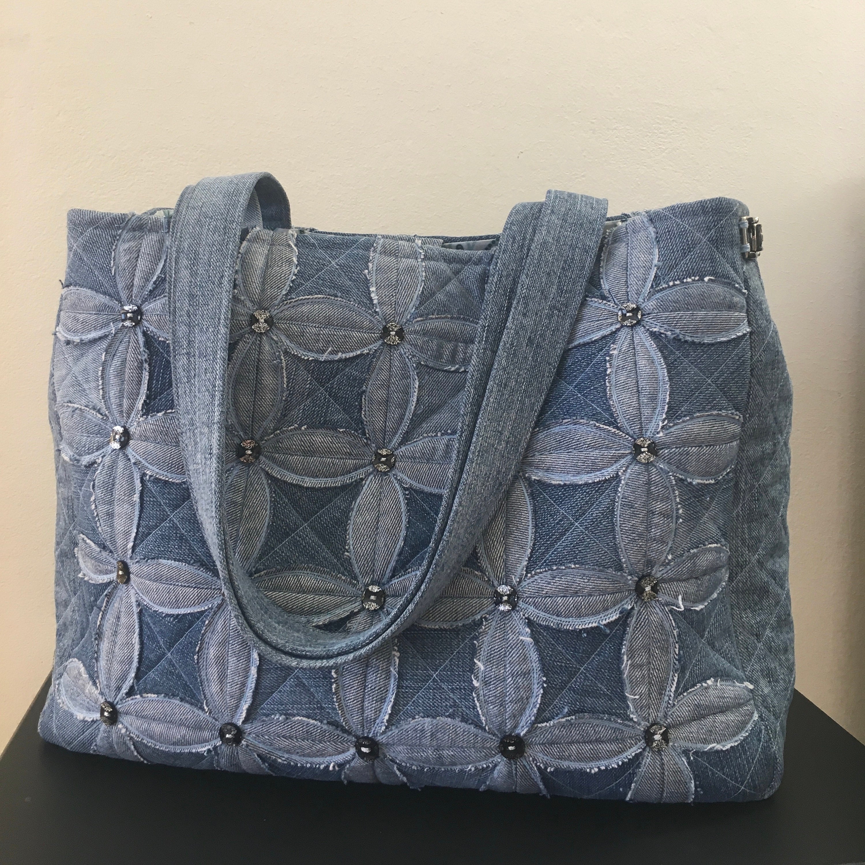 Denim Quilted Patchwork Handbag - Etsy