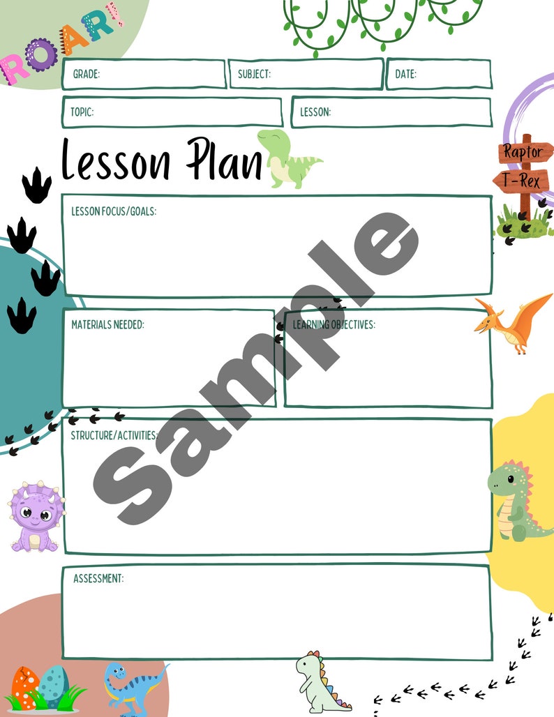 Dinosaur Styled Lesson Plan Pack! - Etsy