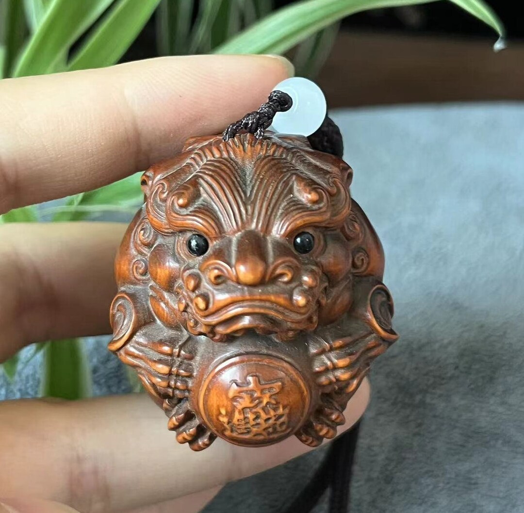 Wood Wealth Pixiu Statue Feng Shui Decor ，tibetan Necklace Meditation ...
