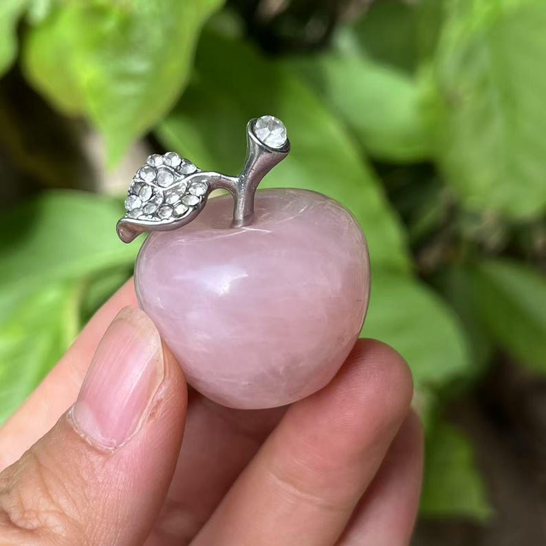 Natural Marble Apple Crystal Ornament Reiki Healing Decor Paperweight ...