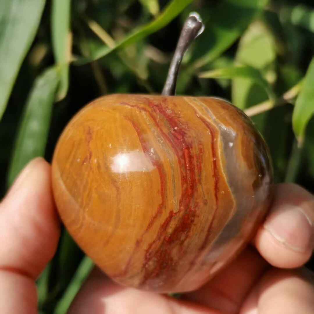Marble Apple Decor – Polished Afghan Stone Paperweight, Healing Crystal ...