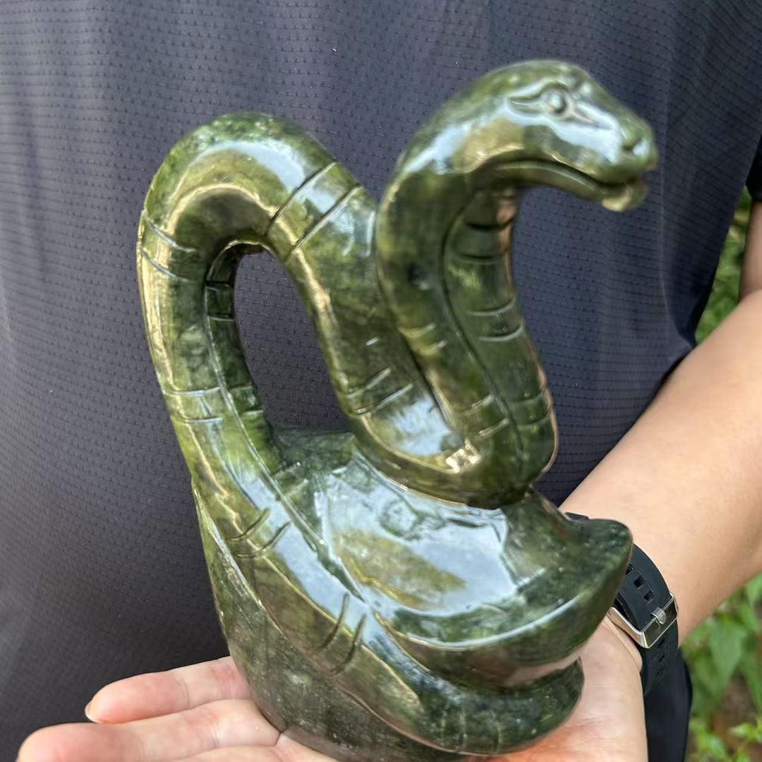 Handmade Green Jade Snake Statue, Fengshui Zodiac Sculpture - Etsy