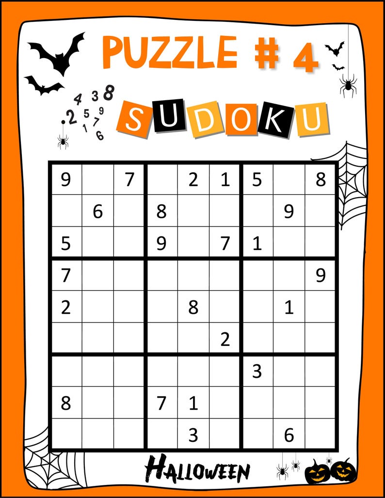 Sudoku Puzzle Games for Kids, Happy Halloween, Halloween Day - Etsy