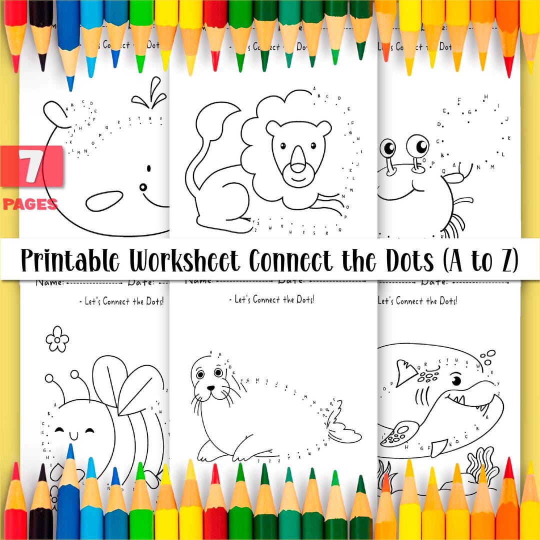 Alphabet Connect-the-dots Printable Activity Sheets for Kids 7 Pages ...