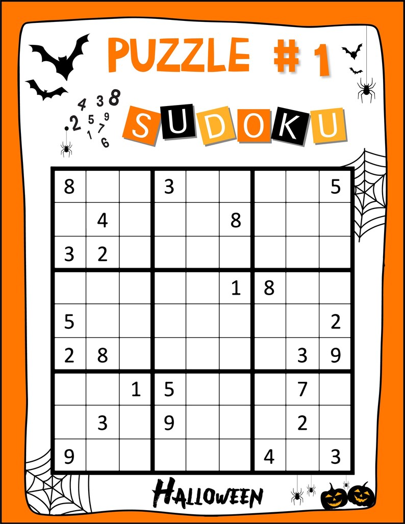 Sudoku Puzzle Games for Kids, Happy Halloween, Halloween Day - Etsy