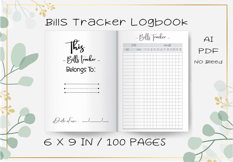 Bills Payment Tracker Logbook Finance Planner & Budget Notebook - Etsy