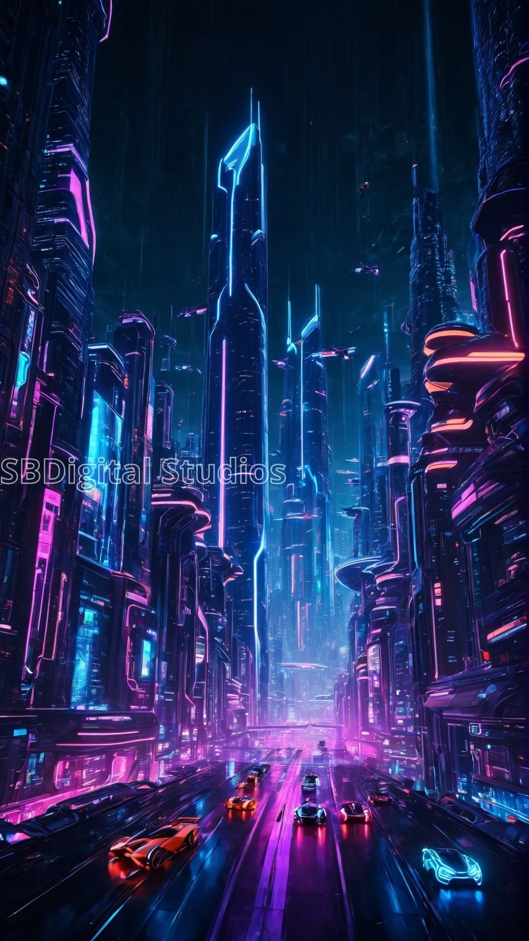 Futuristic Phone Wallpaper Set of 5 Modern Digital Art Backgrounds for ...