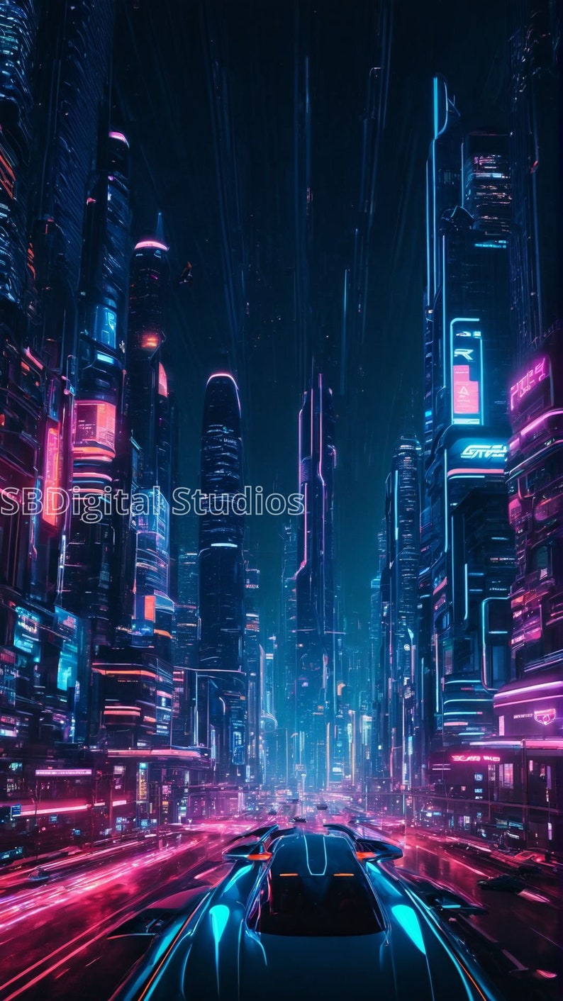 Futuristic Phone Wallpaper Set of 5 Modern Digital Art Backgrounds for ...