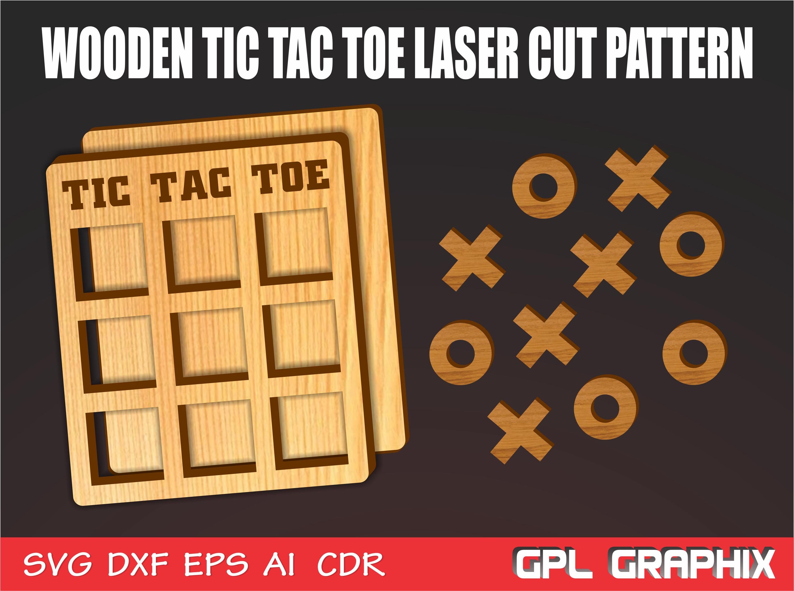Laser Cut Wooden Tic Tac Toe Pattern: Kids Brain Game (digital Download ...