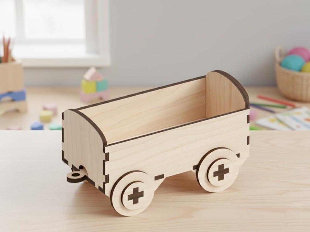 Wooden Toy Box Type Cart | Laser Cut Pattern | Svg, Dxff, Eps, Aii, Cdr ...