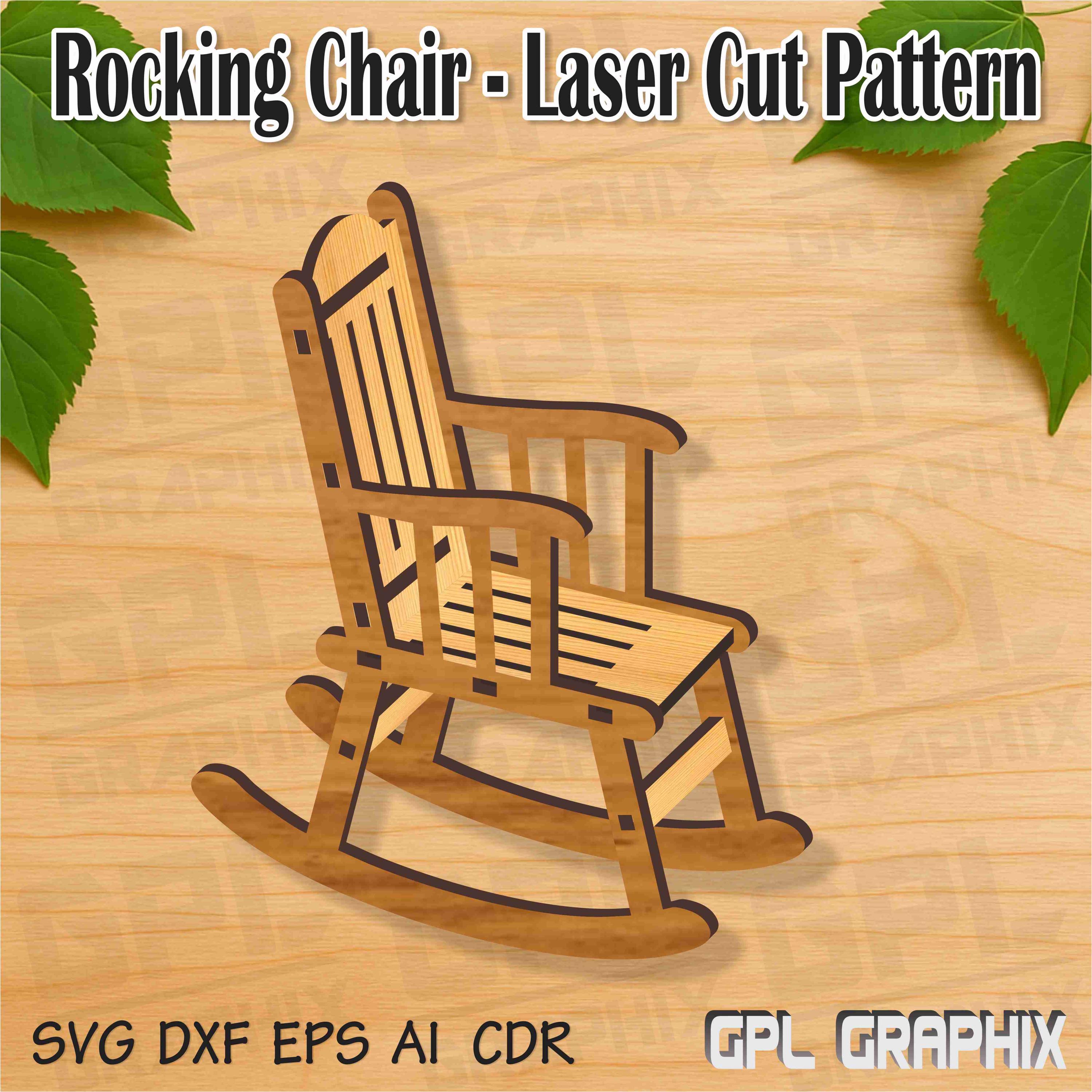 Wooden Rocking Chair | Laser Cut Pattern | Svg, Dxf, Eps, Ai & CDR ...