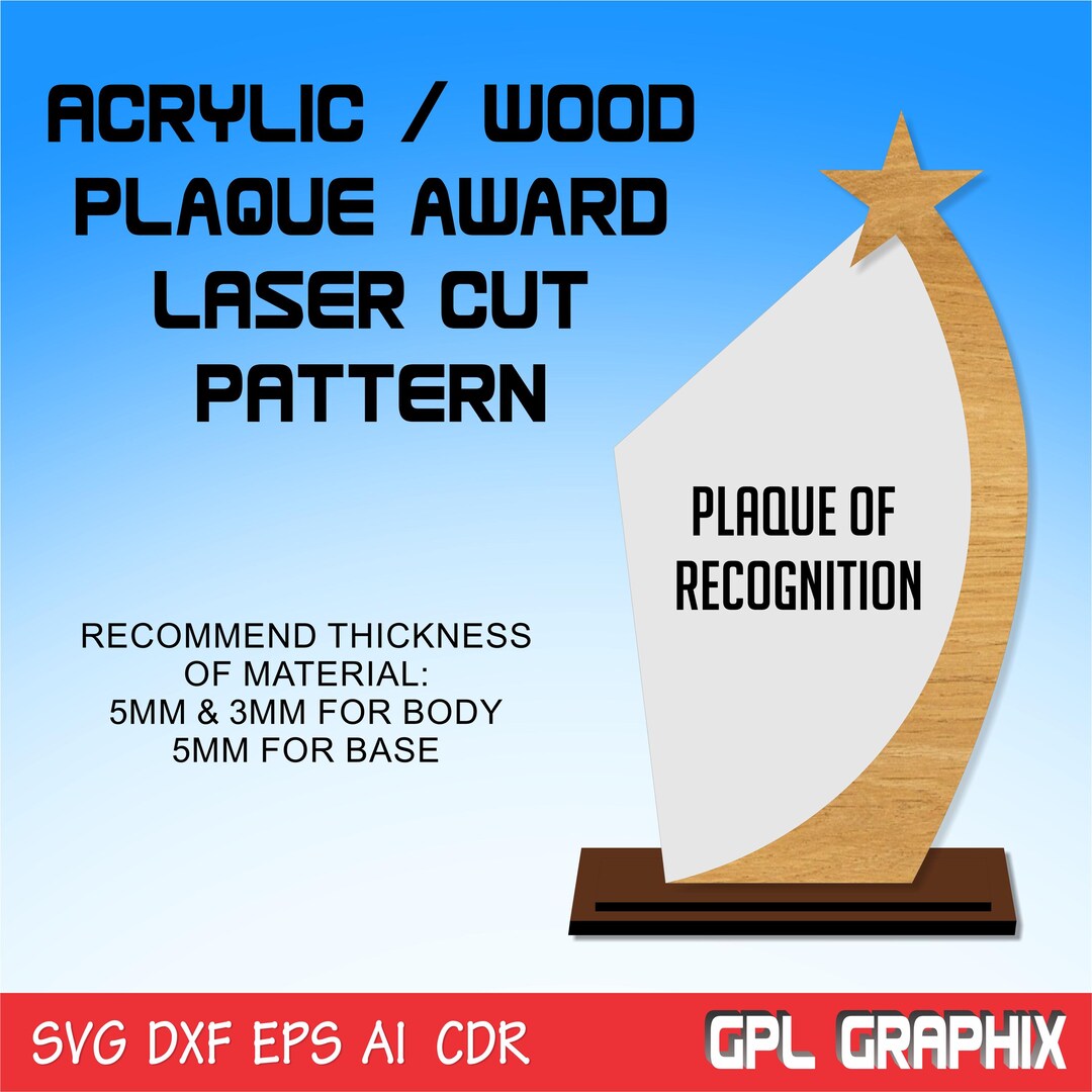 Acrylic Wood Plaque Award - Laser Cut Pattern - Plaque of Recognition ...