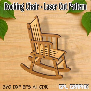 Wooden Rocking Chair | Laser Cut Pattern | Svg, Dxf, Eps, Ai & CDR ...