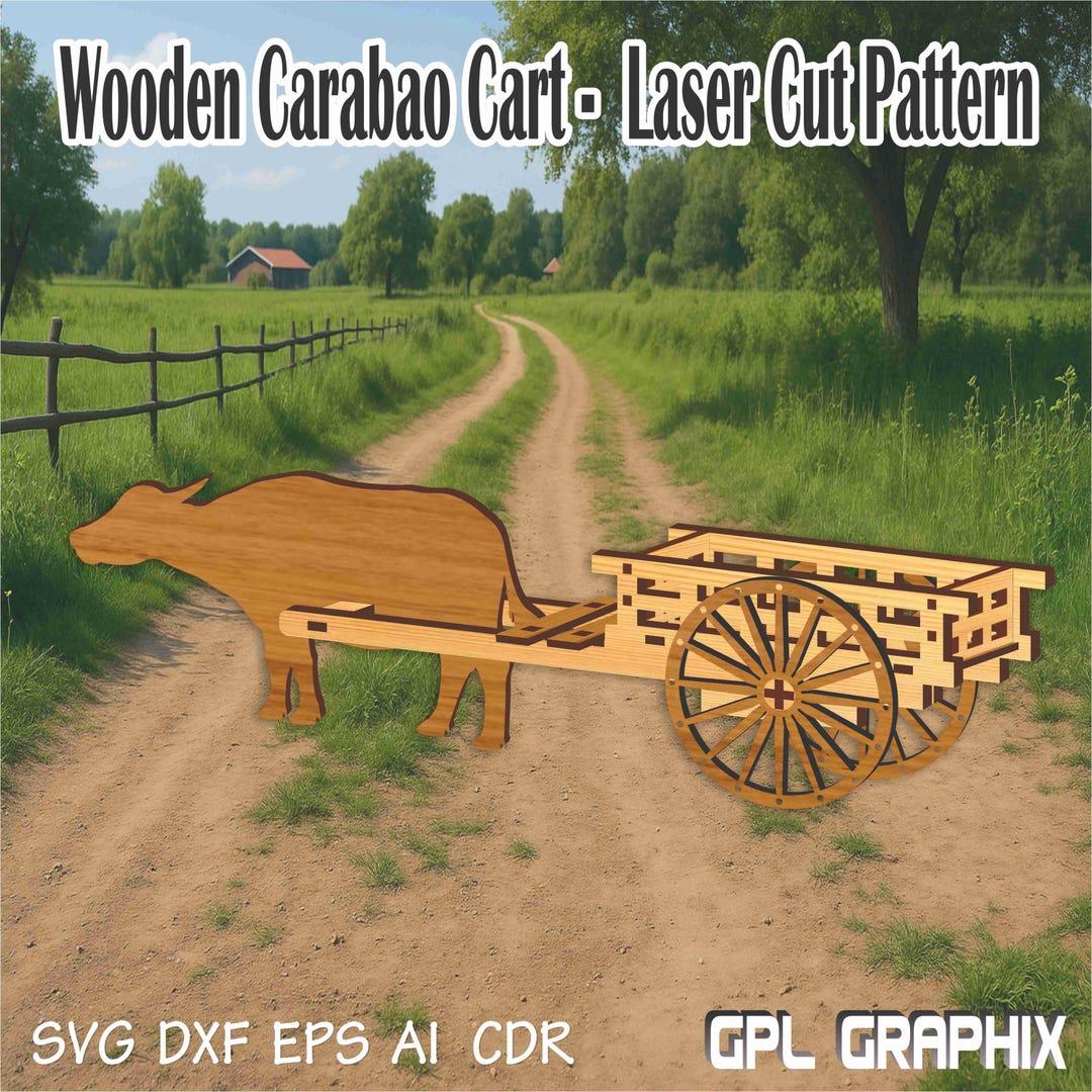 Wooden Carabao Cart | Laser Cut Pattern | Transportation SVG | Digital ...