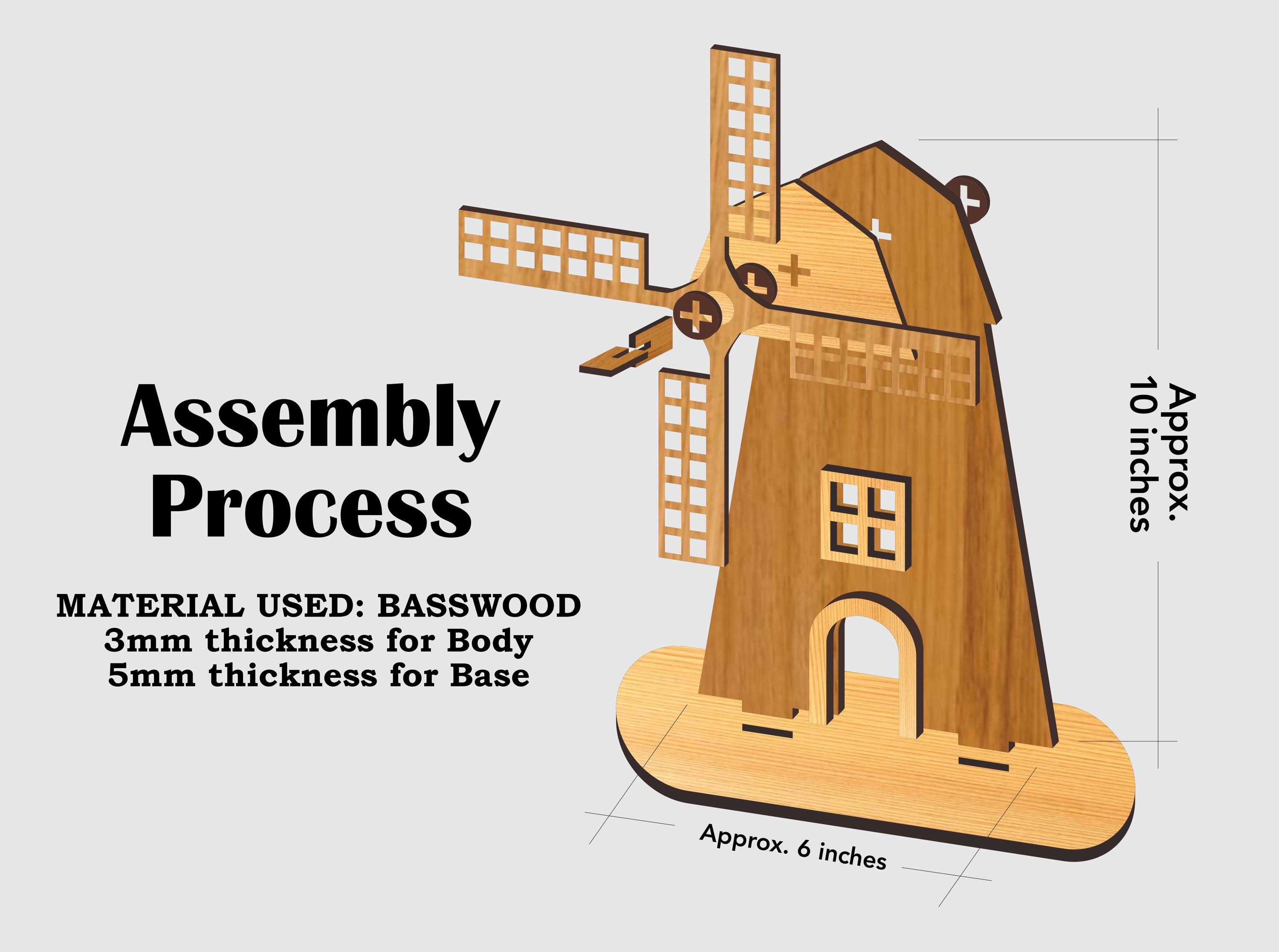 Wooden Windmill | Laser Cut Pattern | Miniature Windmill | Svg, Dxf ...