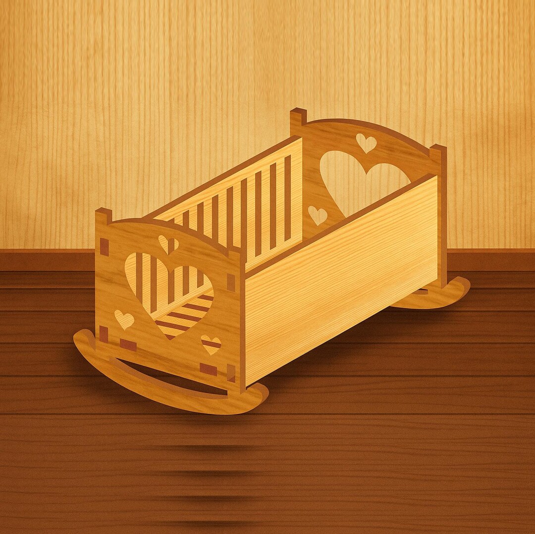 Wooden Baby Crib Heart Design Souvenir | Laser Cut Pattern | Baby ...