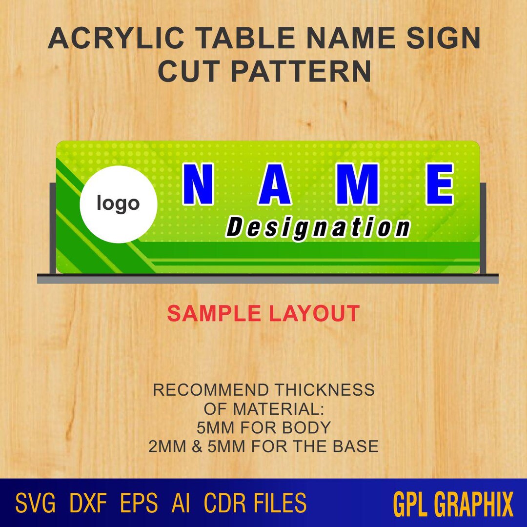 Acrylic Table Name Sign Pattern Ai, Eps, Dxf, Svg & Cdr Files Desk ...